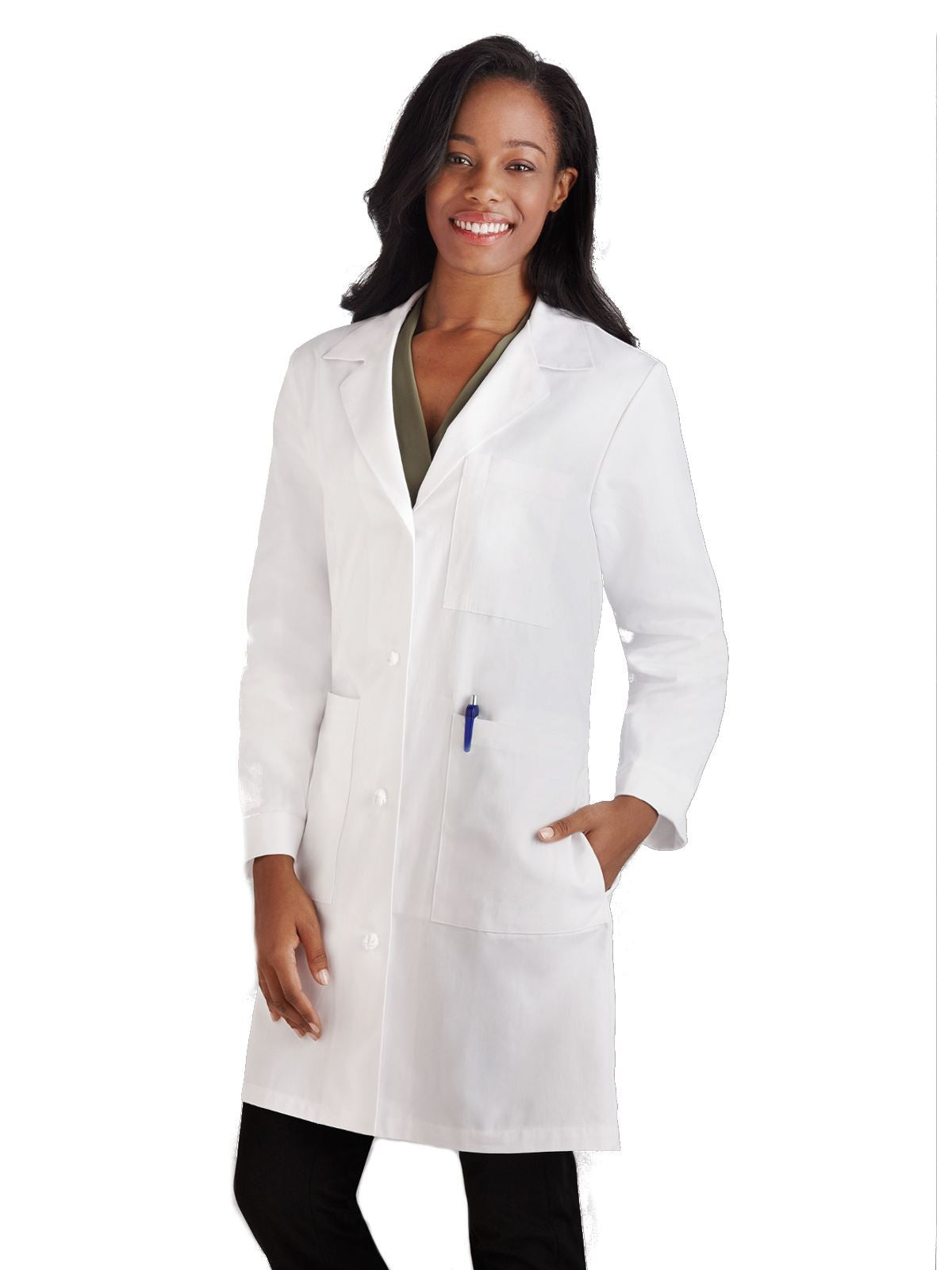 Meta Womens 38 inch Knotted Button Lab Coat 763M – wtembroidery.com